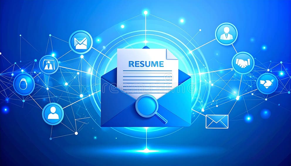 An Illustration of an Open Envelope with a Resume Inside, Surrounded by ...