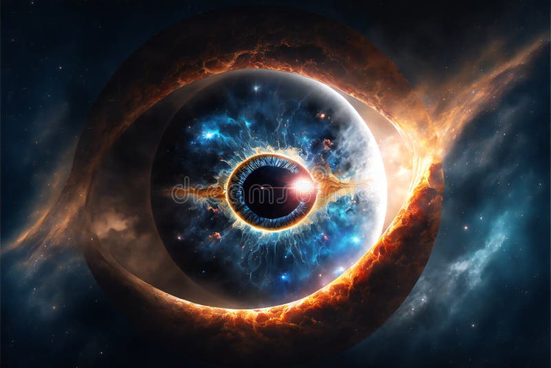 Open Eye in Space, Creative Digital Illustration Painting, Abstract ...