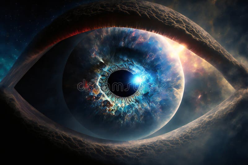 Open Eye in Space, Digital Illustration Painting, Abstract, Planetarium ...