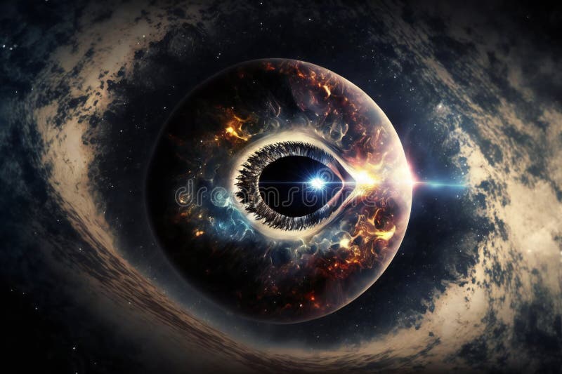 Open Eye in Space, Digital Illustration Painting, Abstract, Planetarium ...