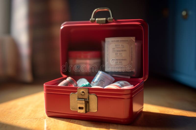 Open First Aid Box with Generative AI Stock Illustration - Illustration ...