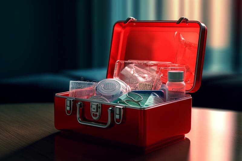 Open First Aid Box with Generative AI Stock Illustration - Illustration ...