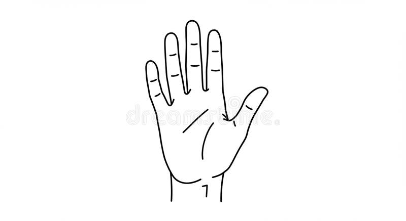 Illustration of an Open Hand with Palm Facing Forward. the Drawing ...