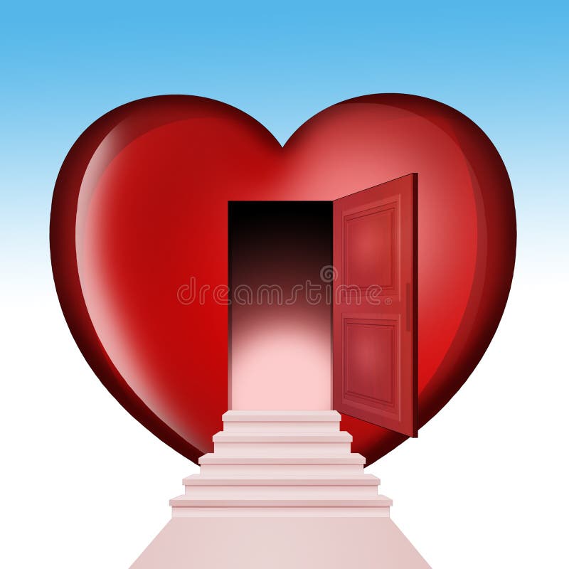 Illustration of Open Heart Door Stock Illustration - Illustration of ...