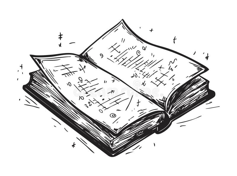 Illustration of an Open Magical Book with Mystical Symbols and Lines ...