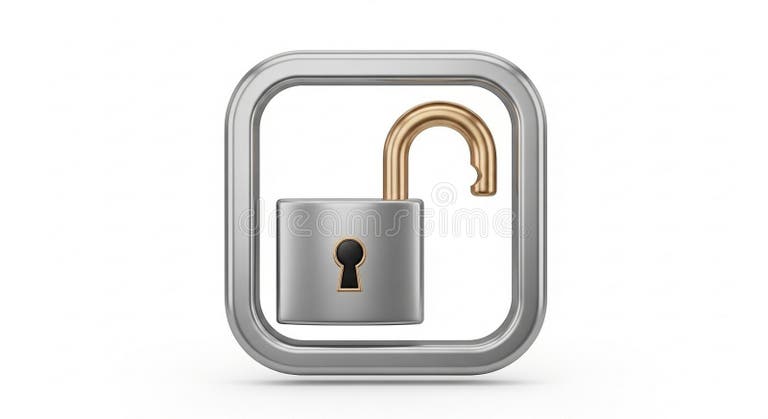 An Illustration of an Open Padlock with a Metallic Rectangular Frame ...