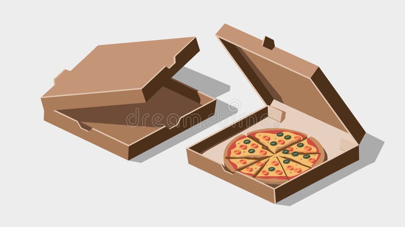 Illustration of Open Pizza Box with Delicious Pizza Slice Display Stock ...