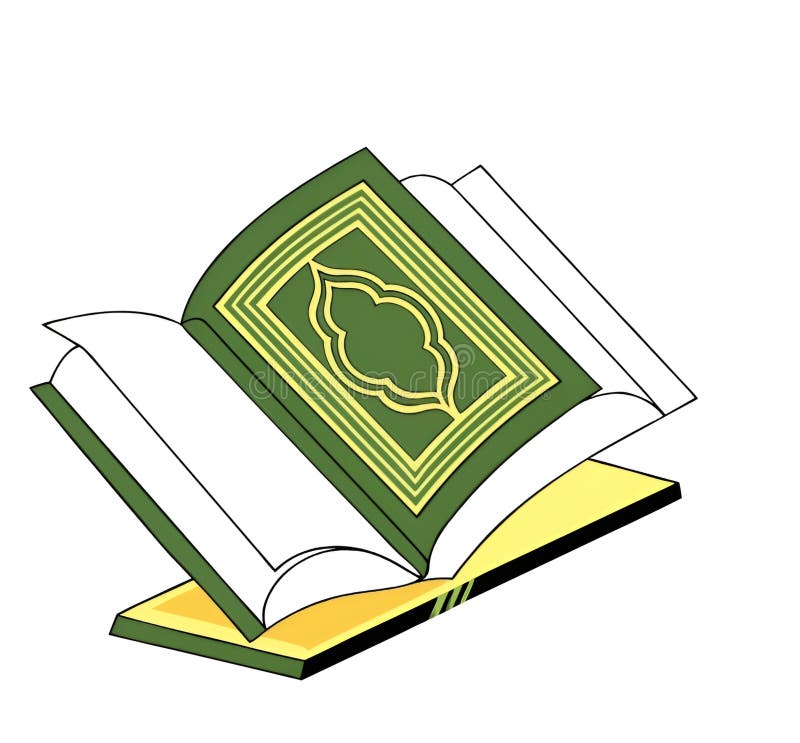 Illustration of an Open Quran with Decorative Cover on a White ...