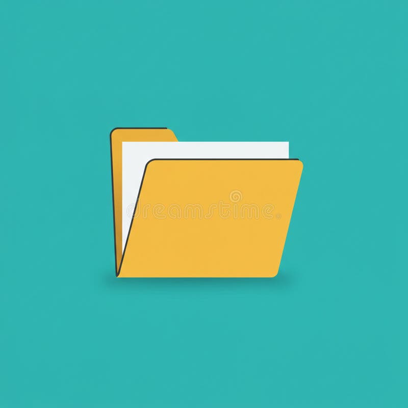 A Yellow File Cabinet Icon with Open Drawers Isolated on a White ...
