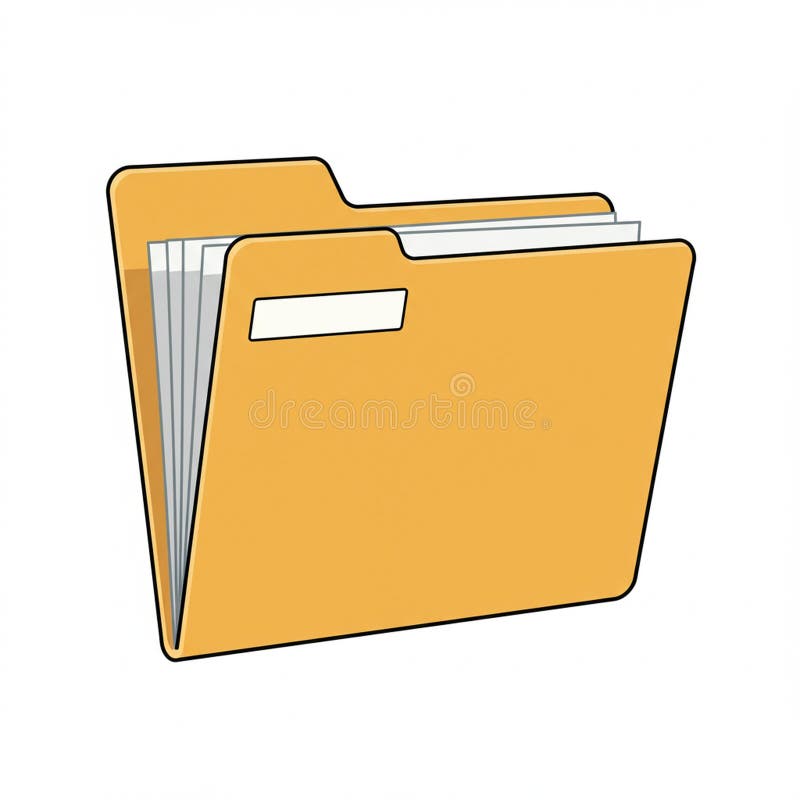 A Yellow File Cabinet Icon with Open Drawers Isolated on a White ...