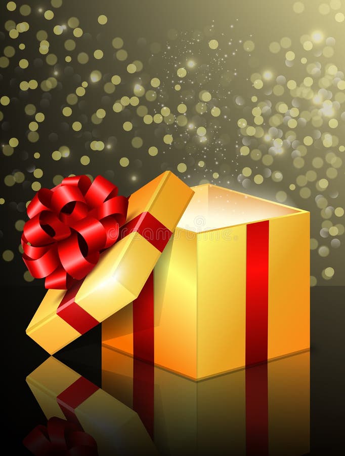 Opened Gift Box with Bright Rays of Light Stock Vector - Illustration ...