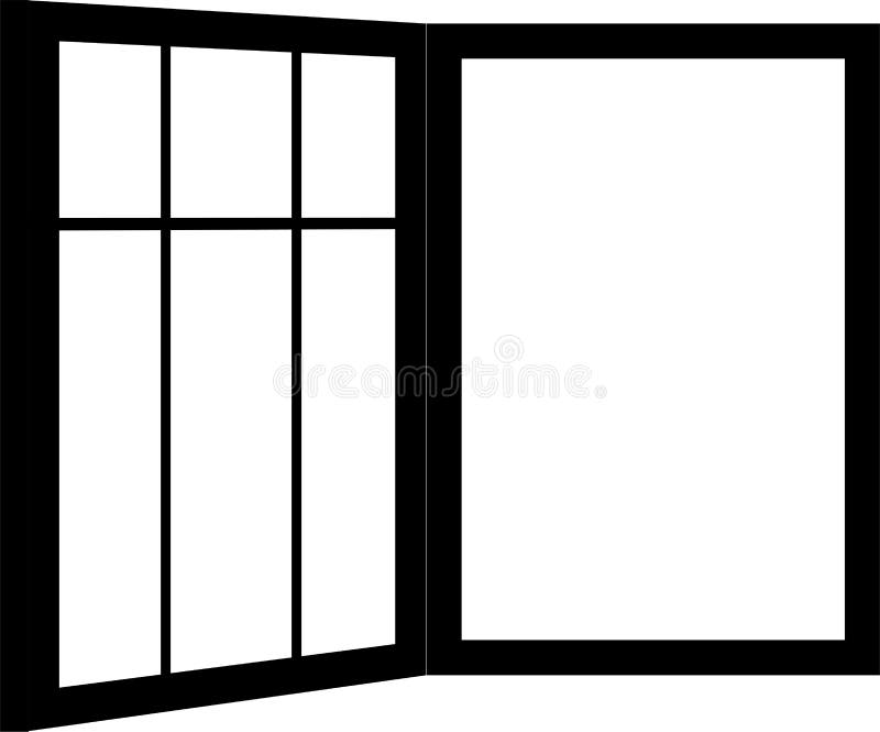 Monochrome Open Window Frame Stock Vector - Illustration of real ...