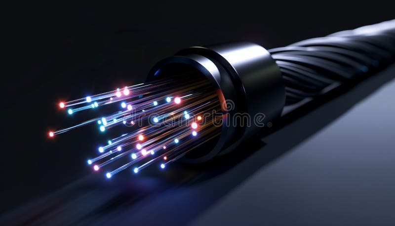 Illustration of Optical Fiber Cable Connection in Technology Background ...