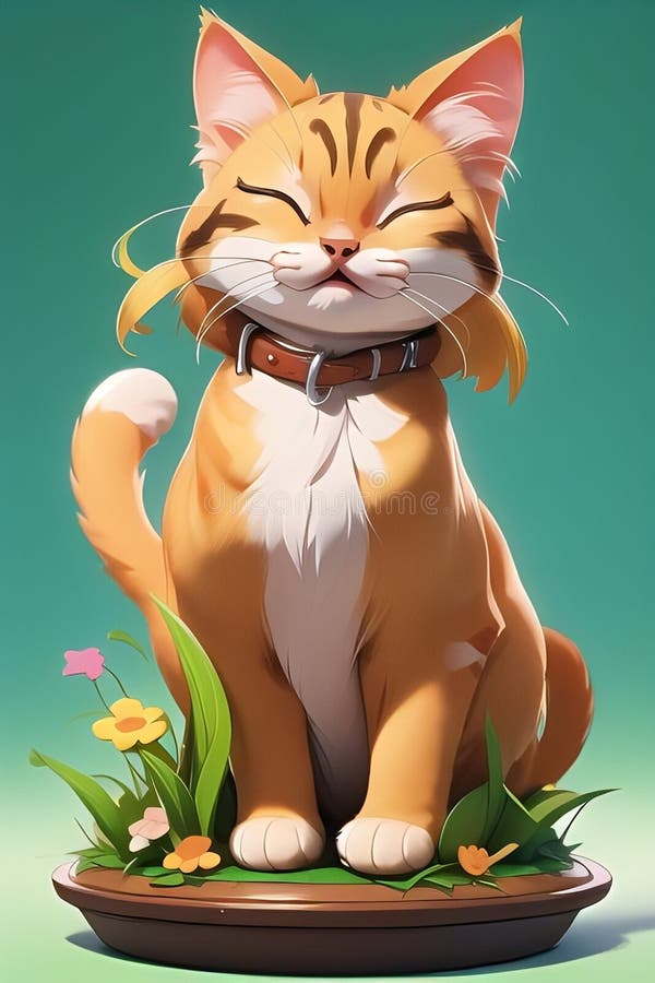 Illustration of an Orange Adult Cat Sitting. Stock Illustration ...