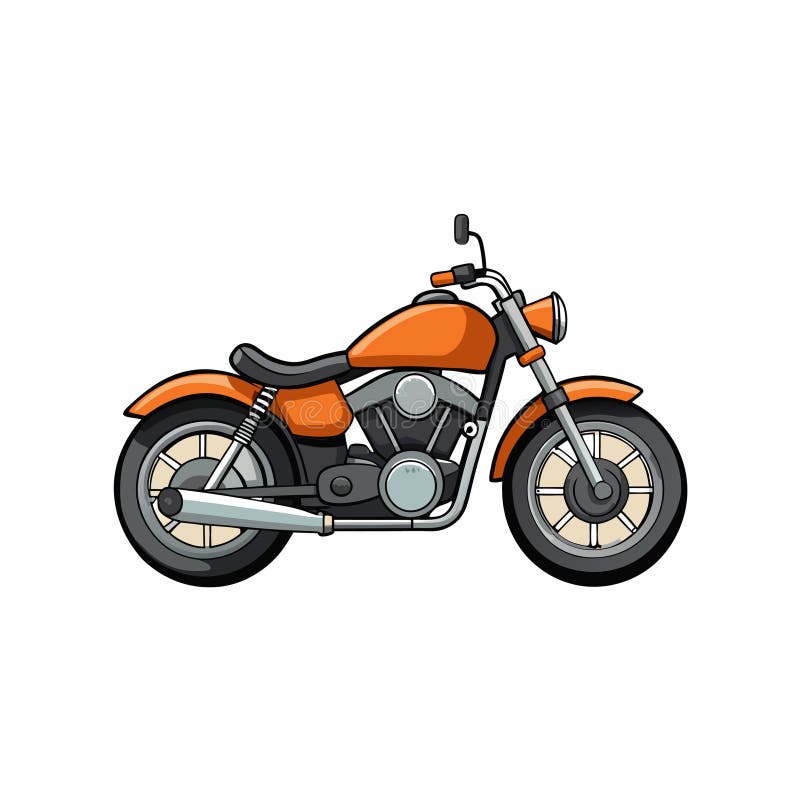 Illustration of an Orange Classic Motorcycle Isolated on White Stock ...