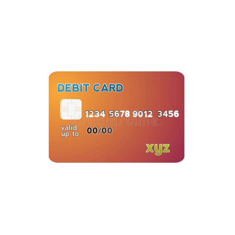 Illustration of a Orange Color Dummy DEBIT CARD, Isolated on a White ...