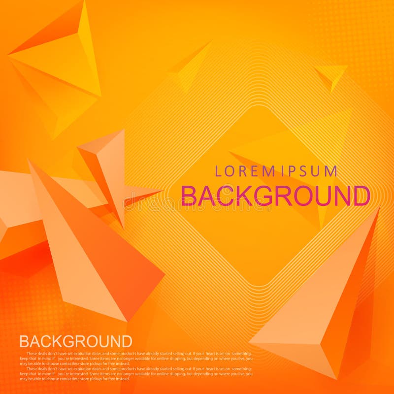 Illustration with Orange Color Gradient, Triangles with 3d Effect ...