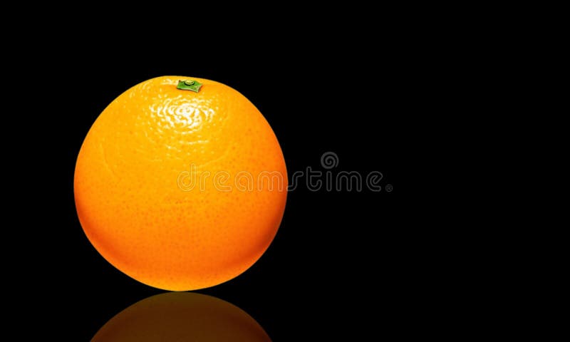 Illustration of a Orange on Dark Background and Its Reflection Stock ...