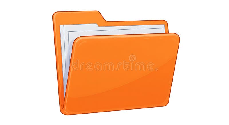 An Illustration of an Orange File Folder Containing Several Sheets of ...