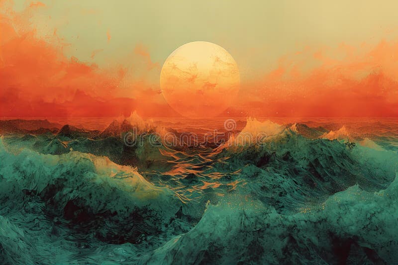 An Orange, Green, and Blue Background with a Small Circle at the Top ...