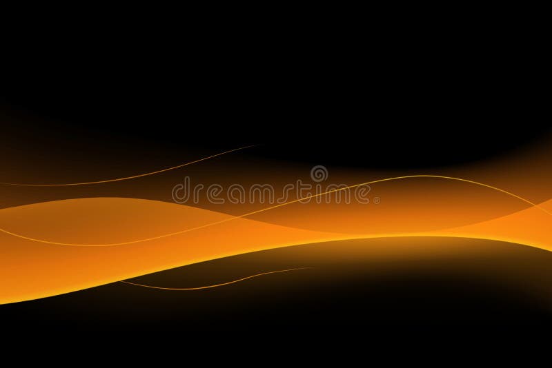 Illustration of Orange Light Wavy Lines on a Black Background Stock ...