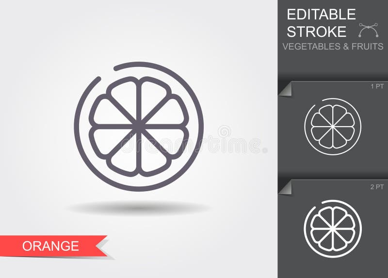 Illustration of Orange Outline Icon with Shadow, Vector Illustration ...