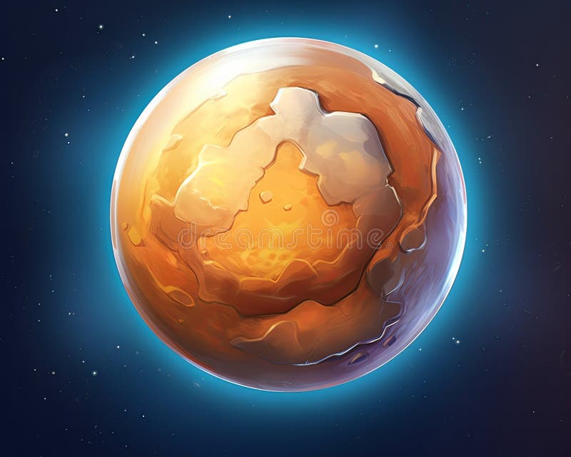 An Illustration of an Orange Planet in Space Stock Illustration ...