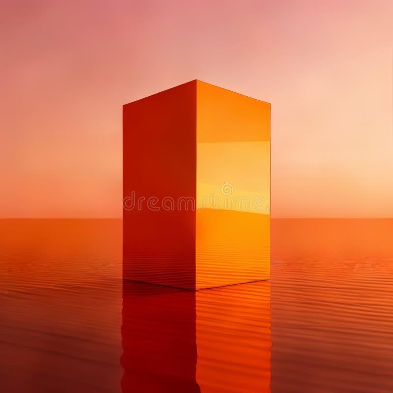 Illustration of an Orange Square Box on a Pastel Background. Stock ...