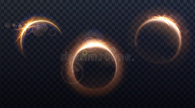 Vector Illustration. Orange Sun Edge Eclipse with Rays and Sun ...