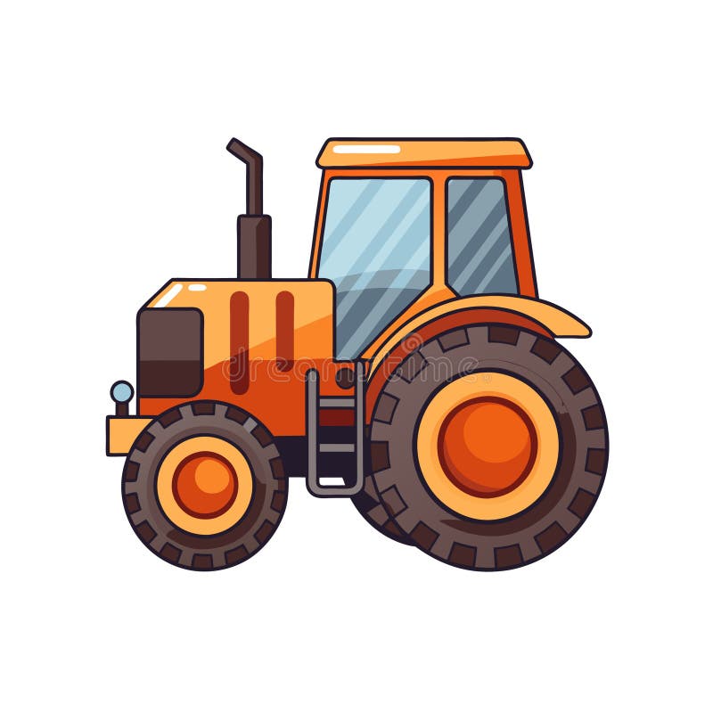 Illustration of Orange Tractor Isolated on White Background Stock ...