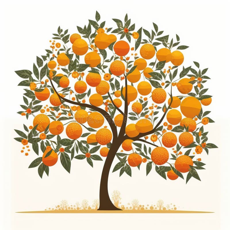 Illustration of Orange Tree. Generative AI Stock Illustration ...