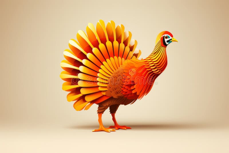 An Illustration of an Orange Turkey on a Beige Background Stock ...