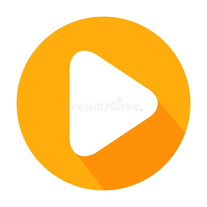 Illustration of an Orange and White Round Play Sign on an Isolated ...