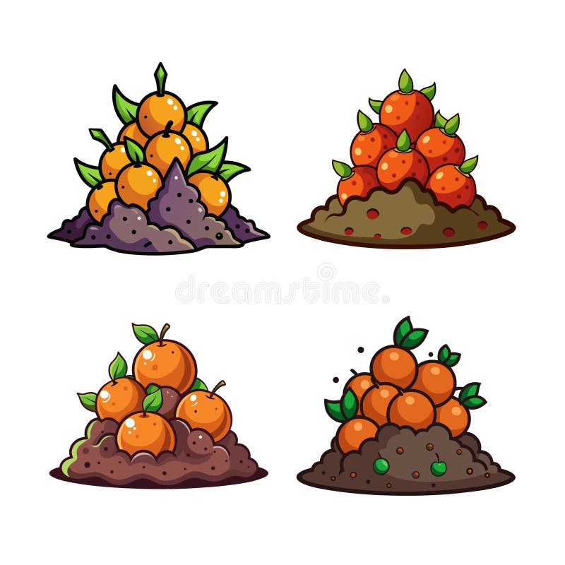 Illustration of Oranges and Taro Root on White Background Stock Vector ...