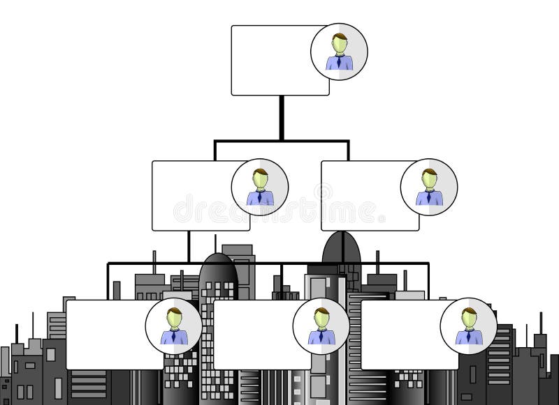 White Organogram with Heads Stock Illustration - Illustration of label ...