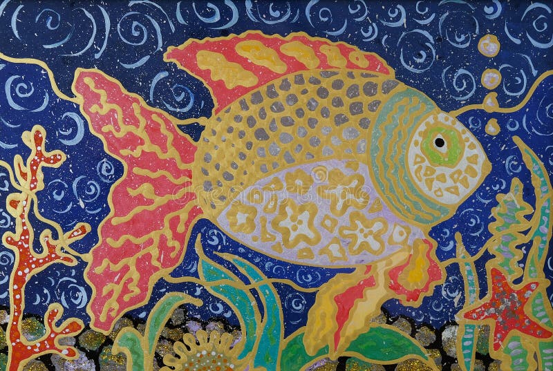 Illustration of an Ornamental Fish. Handmade Stock Photo - Image of ...