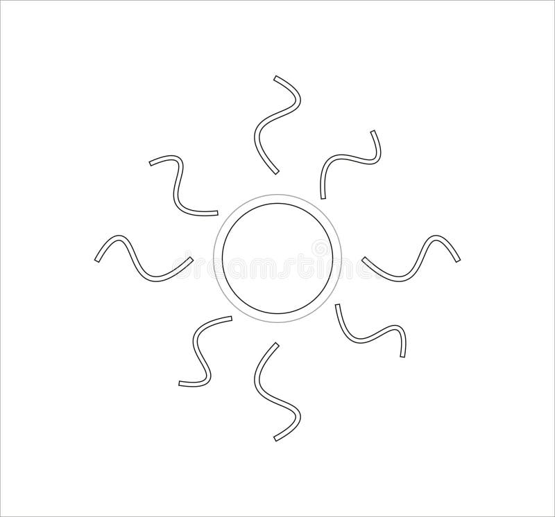 Illustration of Outline Sun Icon Isolated on a White Background Stock ...