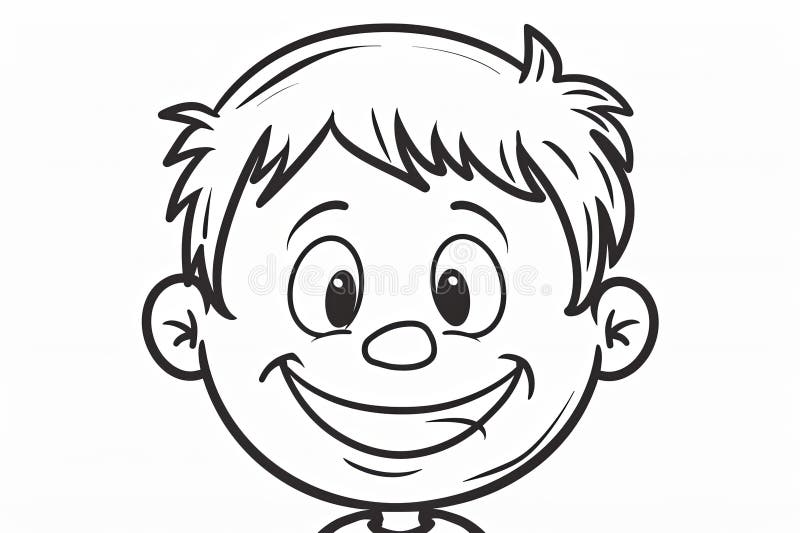 Illustration of an Outlined Happy Kids Face Stock Illustration ...