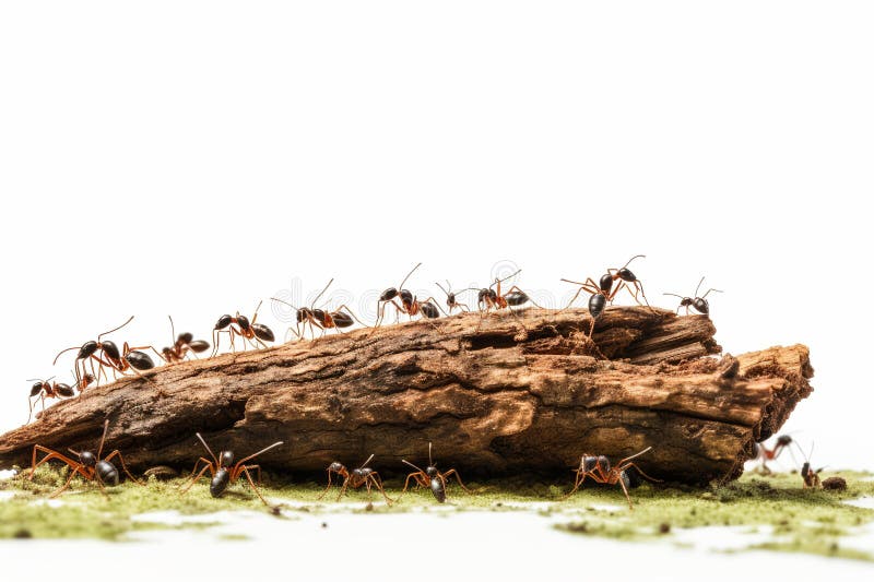 Illustration of Overexposed Ant with Ant Colony on Forest Tree White ...