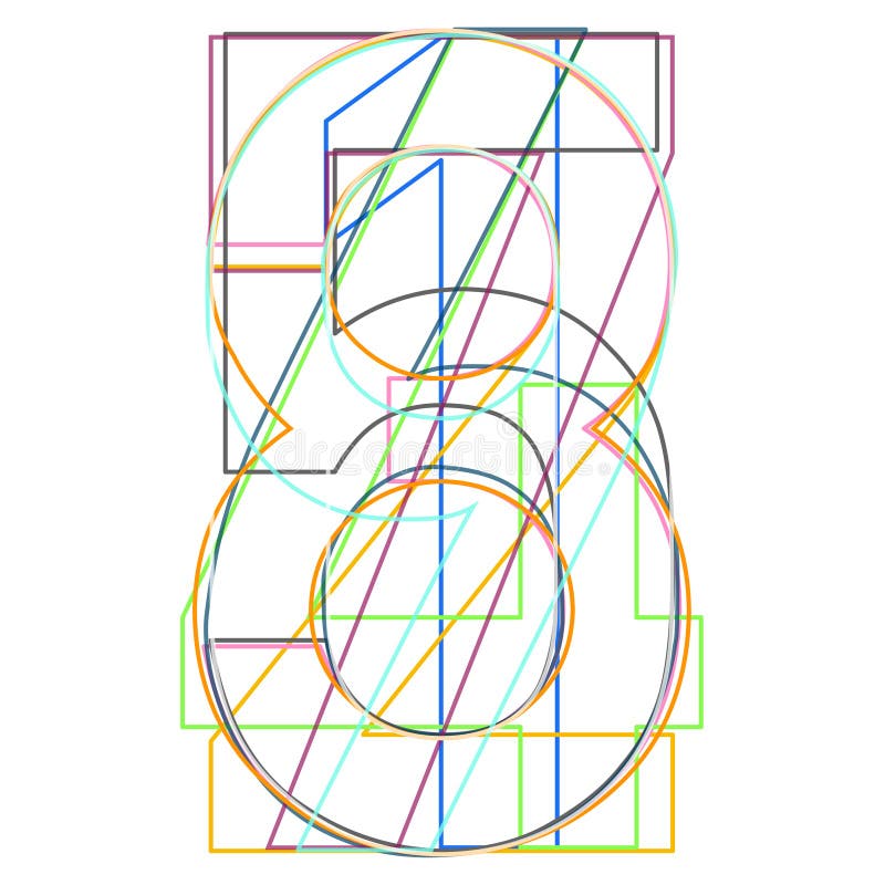 Illustration with Overlapping Number Shapes and Outlines Stock Photo ...