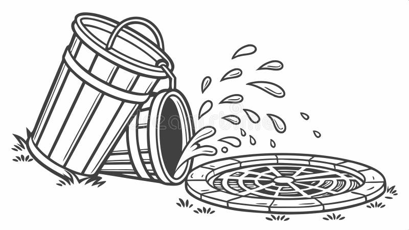 Illustration of Overturned Trash Cans with Spilled Garbage and ...