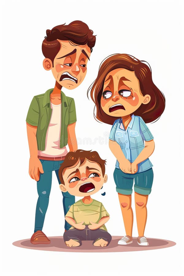 Illustration of Overwhelmed Parents and Crying Baby Stock Illustration ...