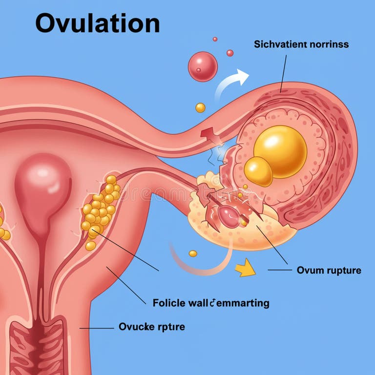 Illustration of the Ovulation Process in the Human Female Reproductive System. it Stock ...