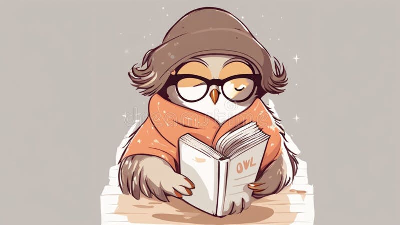 Illustration of an Owl Reading a Book Stock Illustration - Illustration ...