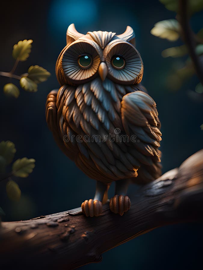 Illustration of a Owl with a Tree Stock Illustration - Illustration of ...