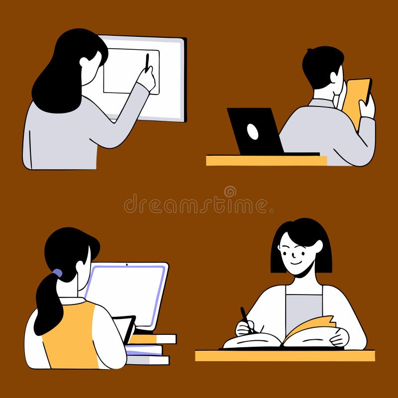 Distance Learning and Classroom Education – Character Vector Collection ...