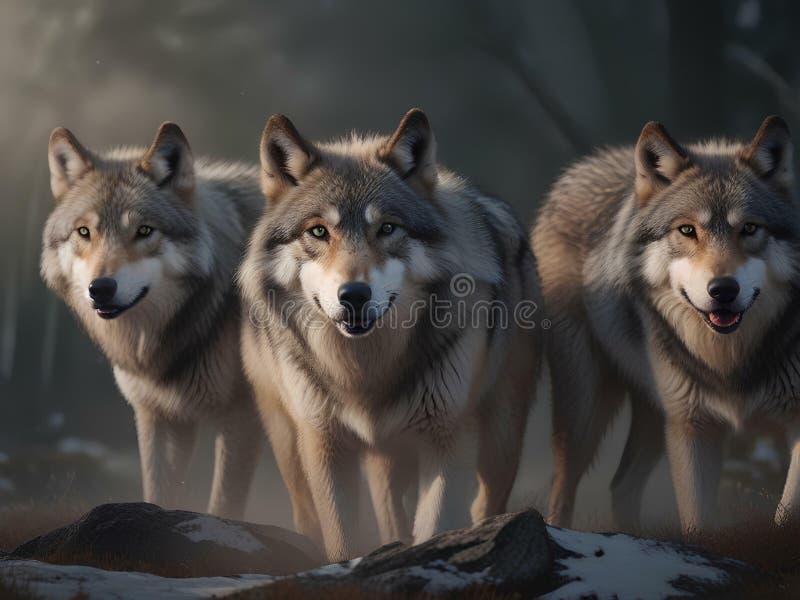 Illustration of a Pack of Wolves 2 Stock Illustration - Illustration of ...