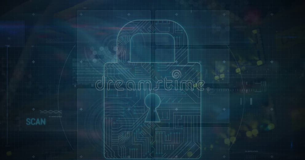 Illustration of Padlock with Circuit Board Pattern Over Programming ...