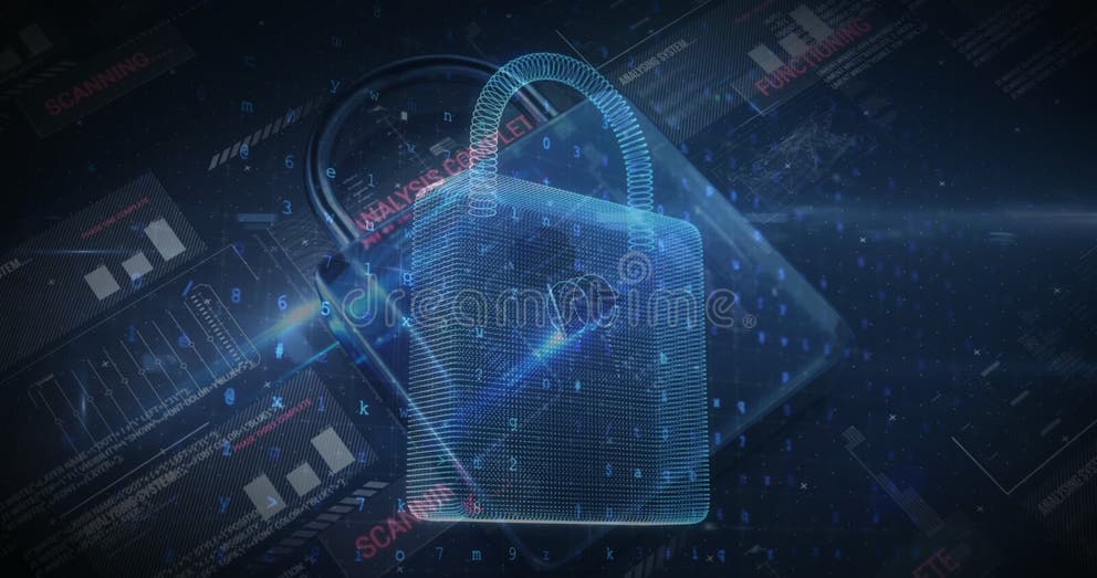 Illustration of Padlocks with Numbers, Letters Over Computer Cpu ...