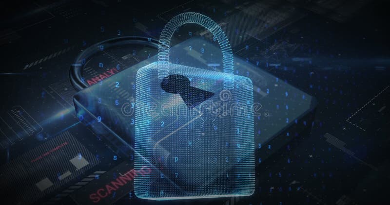 Illustration of Padlocks with Numbers, Letters Over Computer Cpu Stock ...